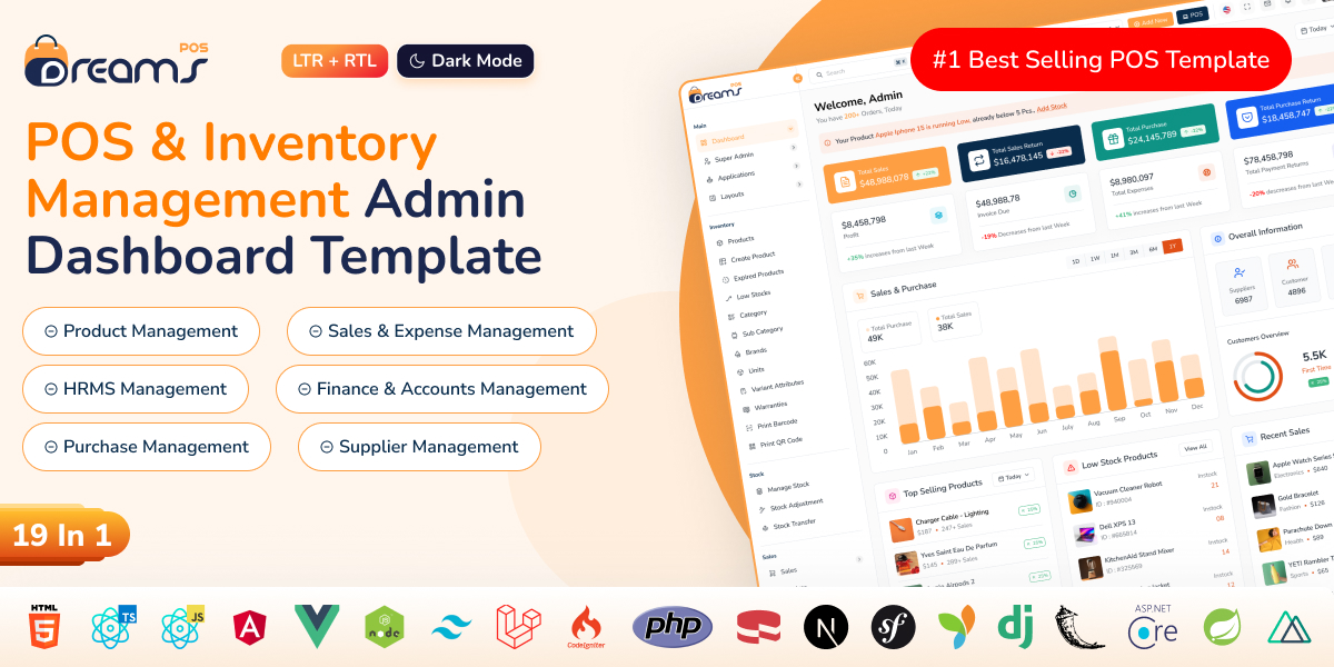 DreamsPOS - POS WebsiteTemplate | React, Vue, Angular